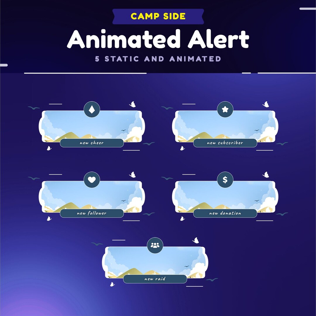 Camp Side Animated Stream Alert Package for Twitch/aesthetic Background ...