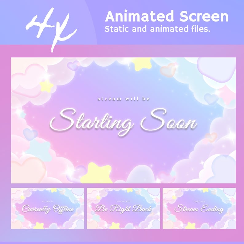 Animated Sugar Starfield Stream Pack: Kawaii Pastel Sky for Twitch and ...