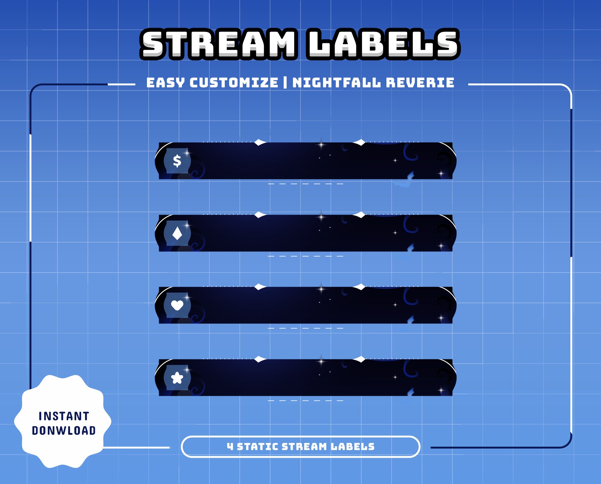 Nightfall Reverie Animated Stream Package/transition/stream Overlay ...