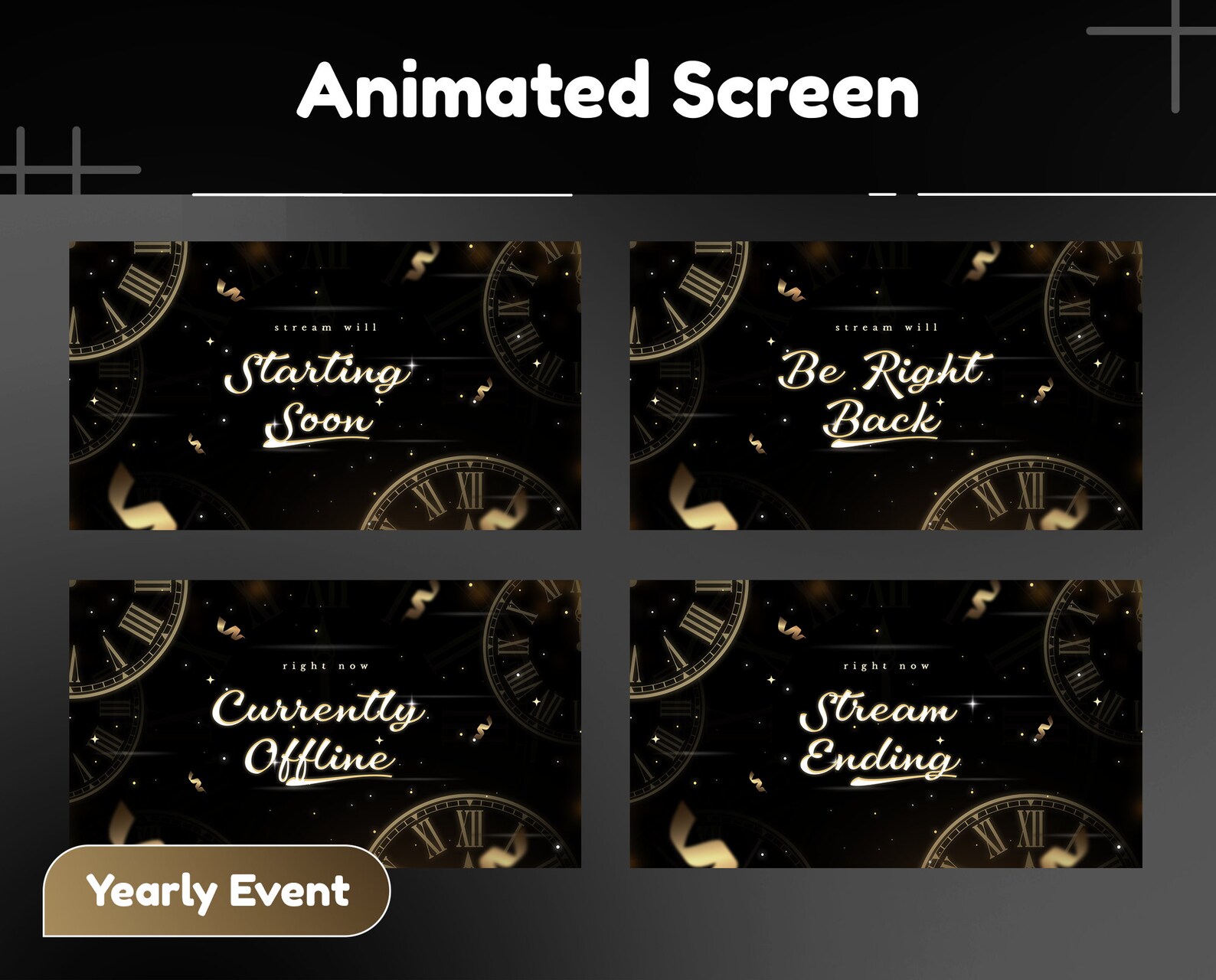Festive Gold Animated Stream Overlay | Shinning Hour Theme, Alerts ...
