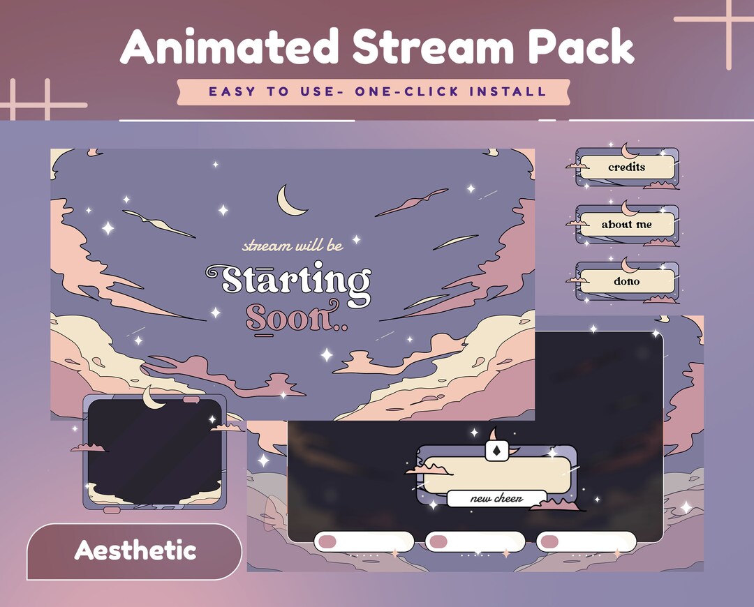 Cloud Scape Animated Stream Overlay for Twitch, Youtube/aesthetic Theme ...