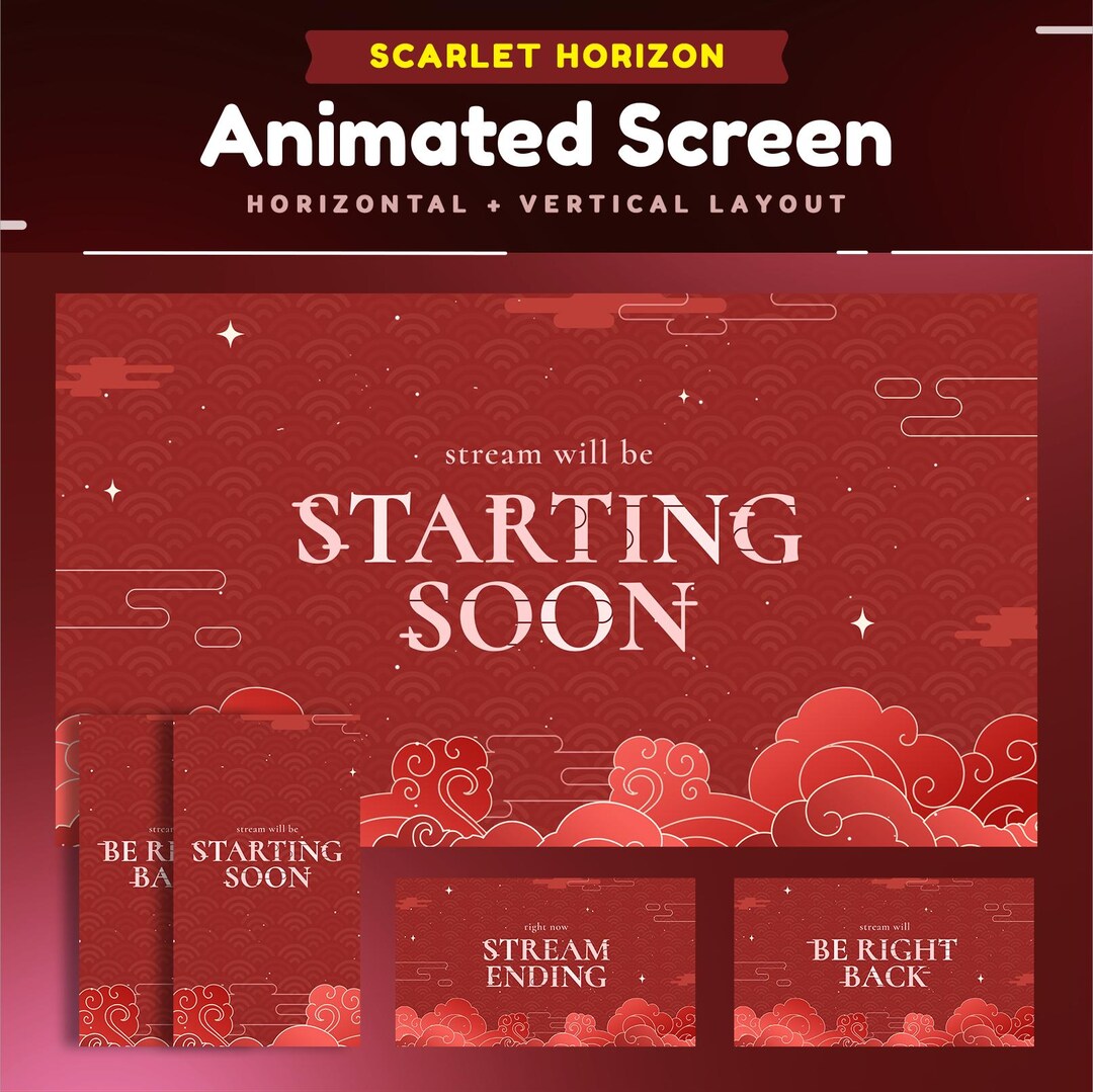 Scarlet Horizon Animated Stream Screen Package for Twitch/red and Gold ...