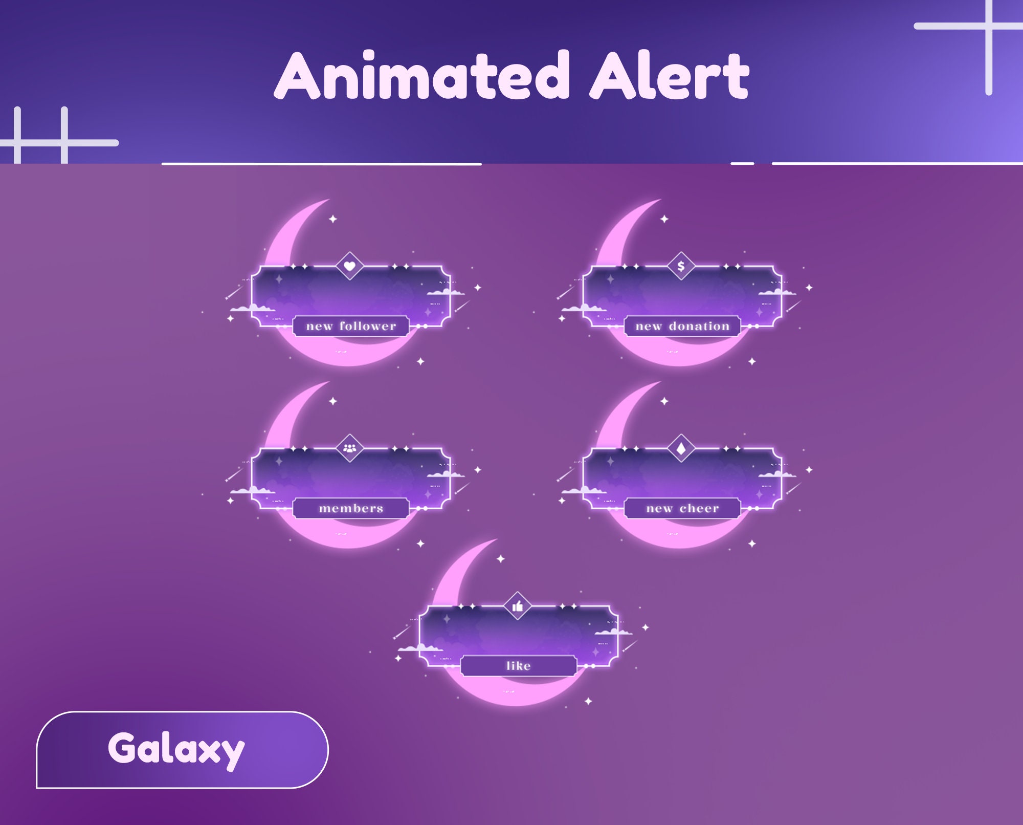 Violet Horizon Animated Stream Alerts/simple/galaxy Theme/transition ...