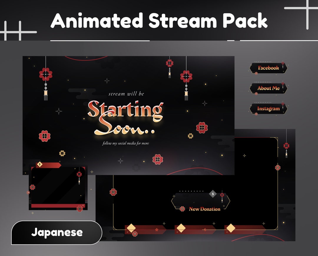 Tsukiyo Lantern Animated Stream Package/stream Overlay//simple/calm ...