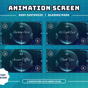 Blessed Moon Animated Stream Screens/transition/stream Overlay/panels ...