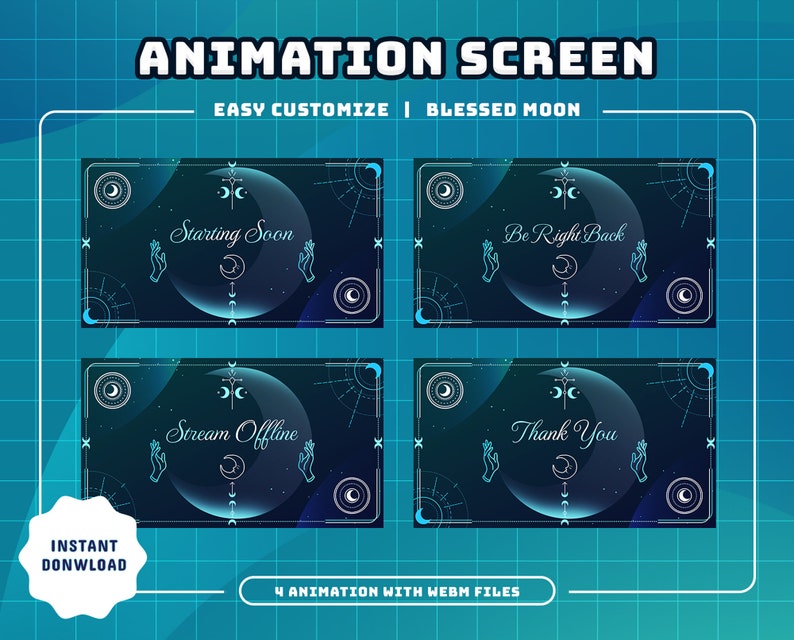 Blessed Moon Animated Stream Screens/transition/stream Overlay/panels ...