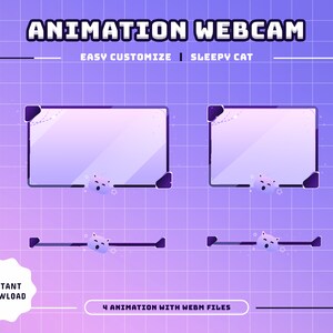 Sleepy Cat Animated Stream Package/transition/stream Overlay/panels ...