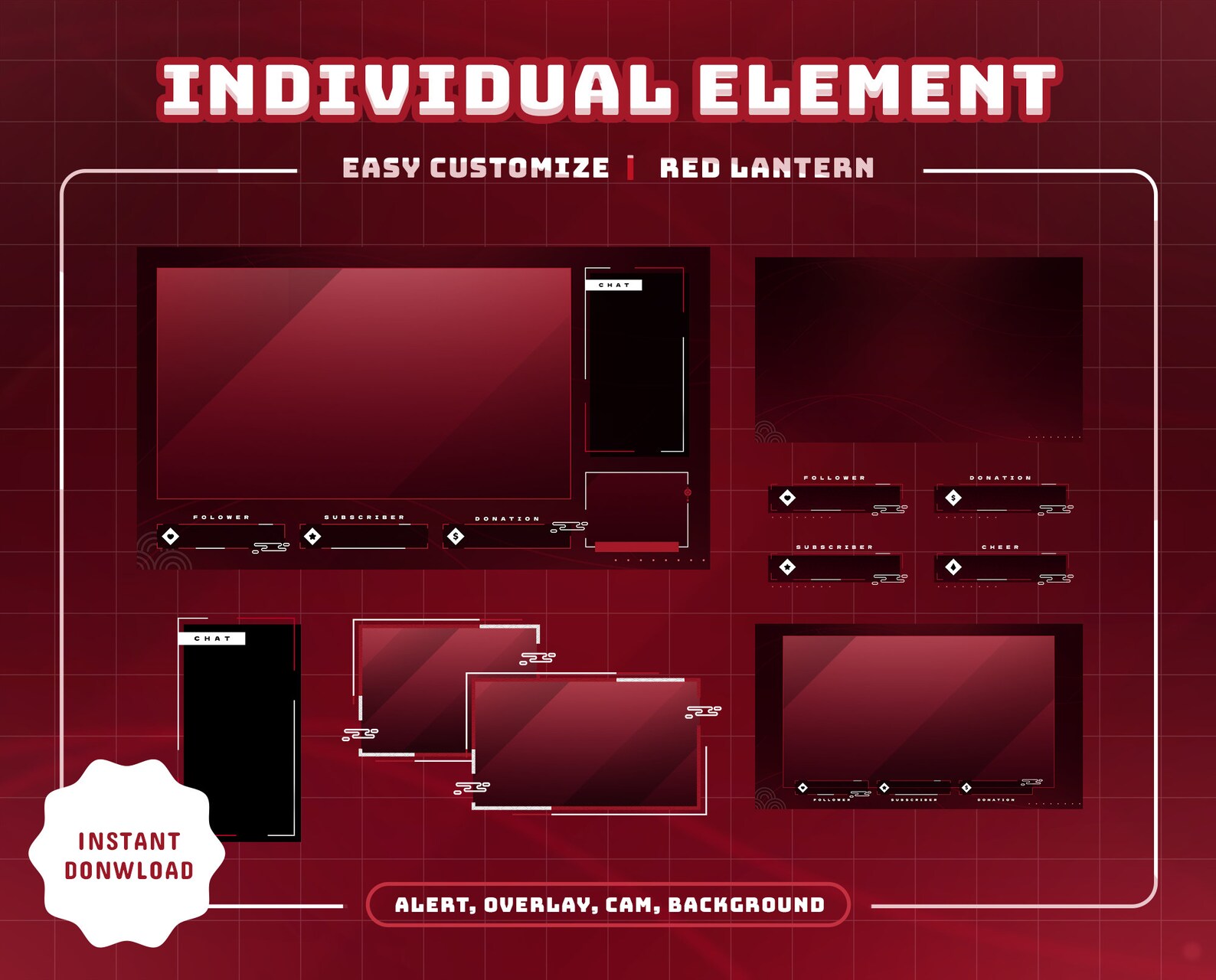 Red Lantern Animated Stream Package/stream Overlay/chinese Theme/simple ...