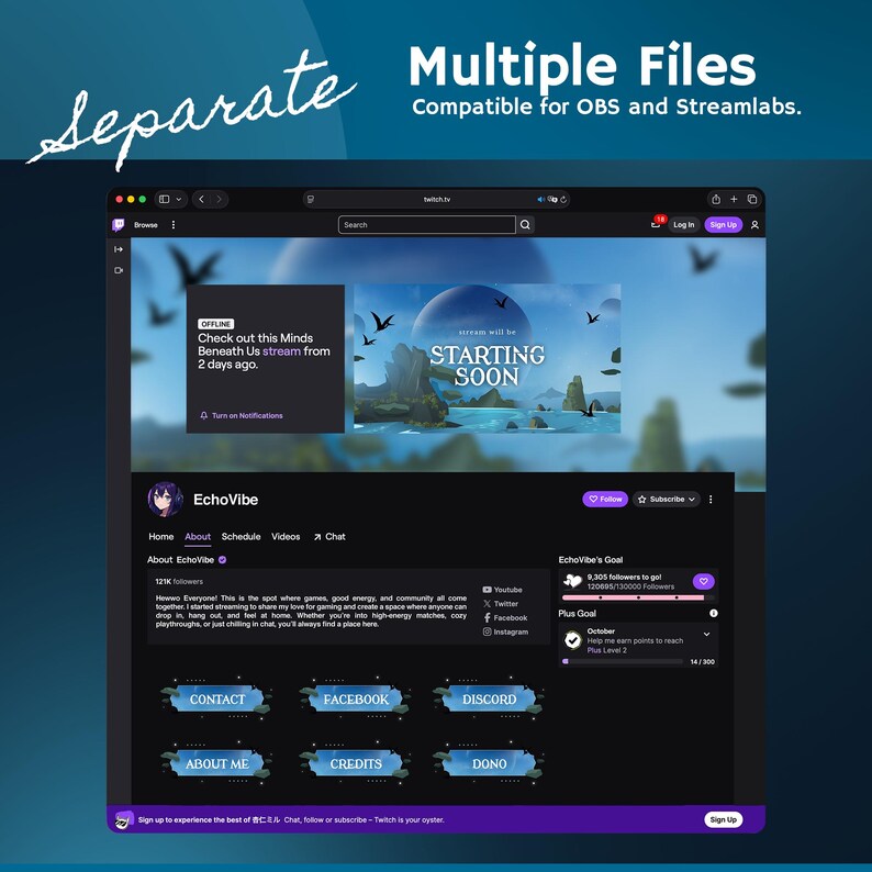Animated Auralis Skies Stream Overlay: Calm Blue Fantasy for Twitch and ...