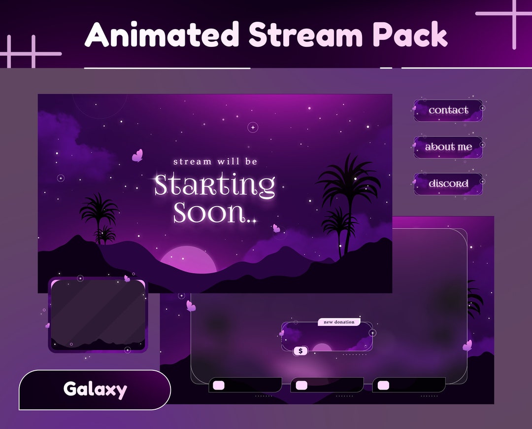 Fiction Animated Stream Package/black Purple Theme/twitch Set/twitch ...
