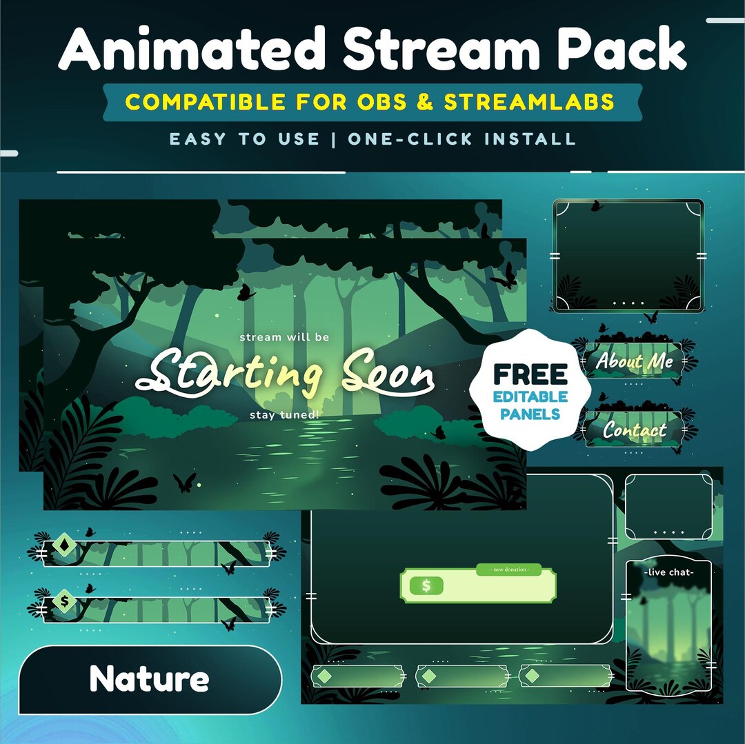 Hidden Lake Animated Stream Overlay Package for Twitch/nature Green ...