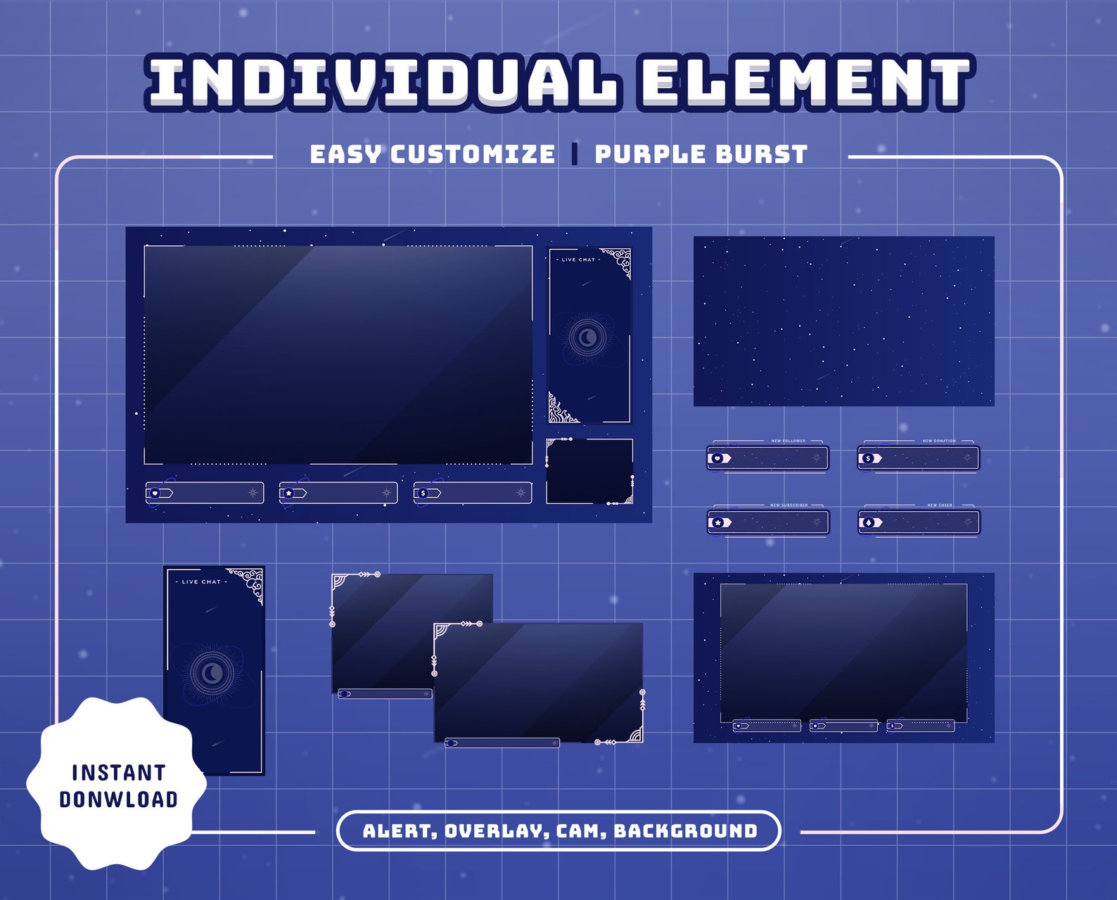 Purple Burst Animated Stream Package/stream - Etsy