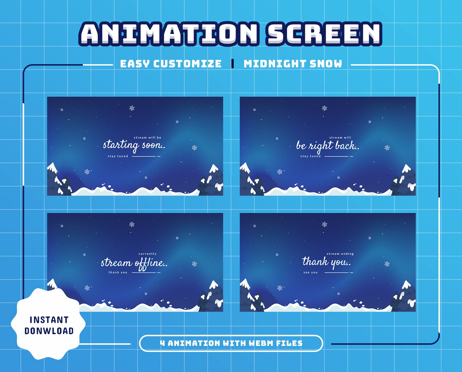 Midnight Snow Animated Stream Package/snow Theme/cute - Etsy