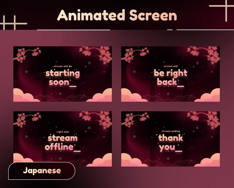 Kawaii Sakura Animated Stream Pack | Japanese Overlays (twitch, Youtube ...