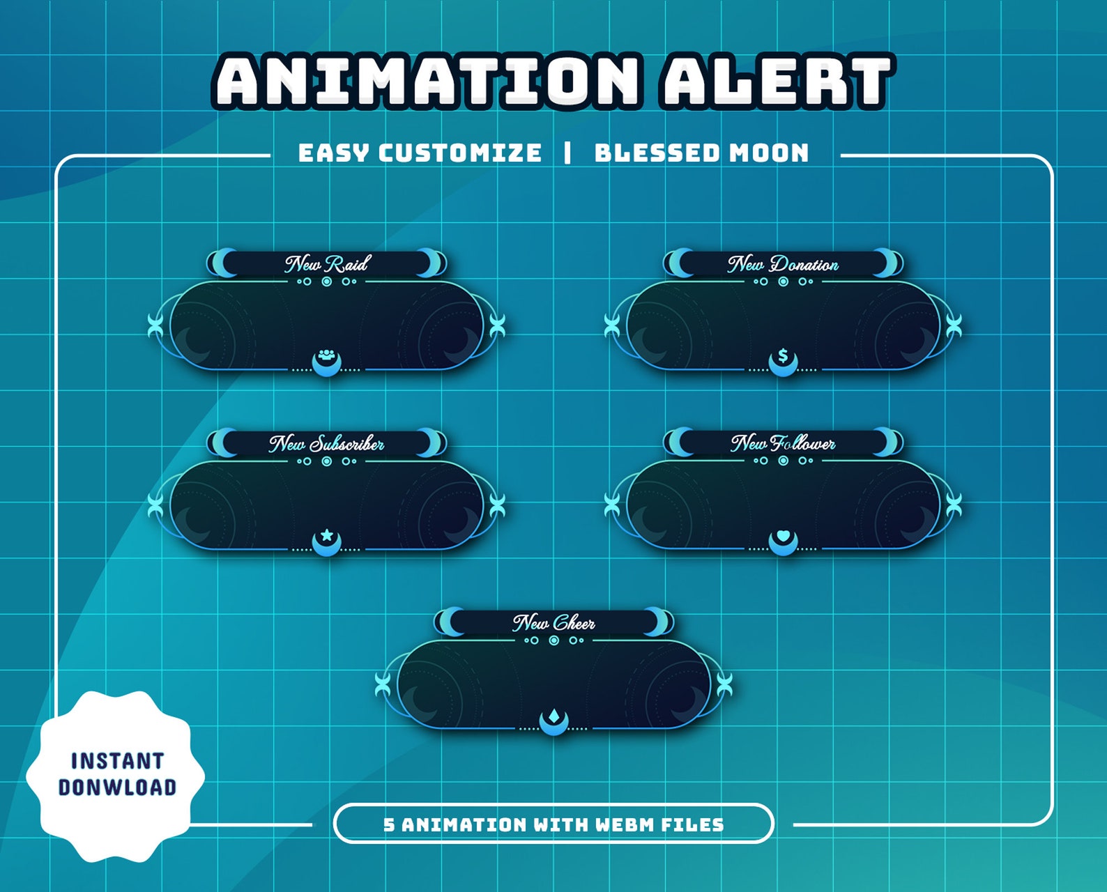 Blessed Moon Animated Stream Package/transition/stream Overlay/panels/celestials/sky/galaxy ...