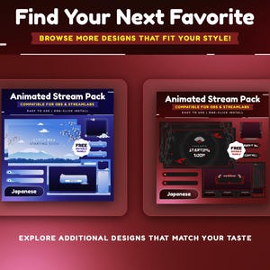 Akai Sora Animated Stream Overlay Package for Twitch/japanese Culture ...