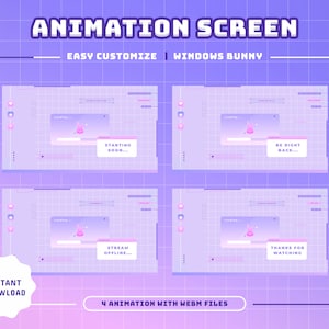 Windows Bunny Animated Stream Screen/stream Overlay/transition/panels ...