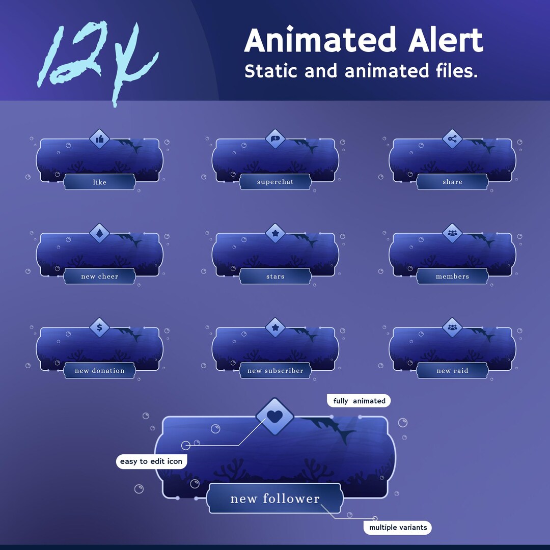 Animated Blue Reef Stream Alerts: Ocean Coral Design for Twitch, Tiktok ...