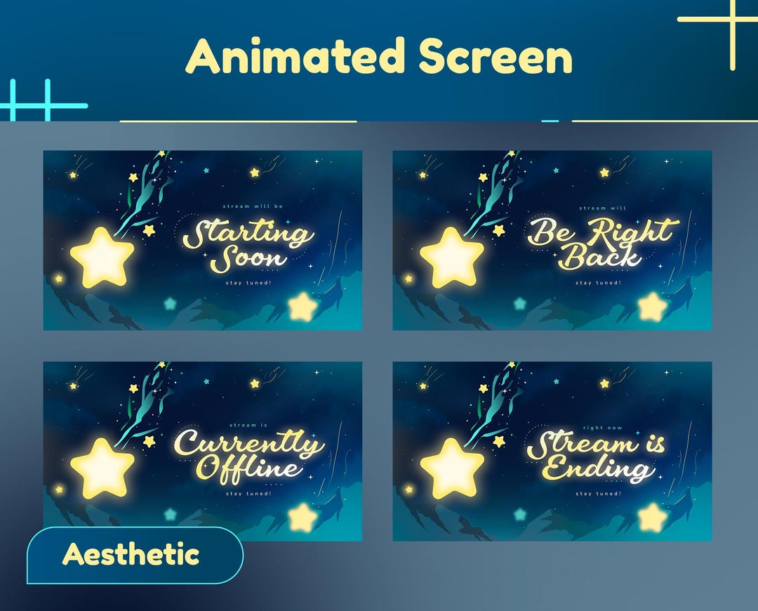 Sapphire Starfall Animated Stream Screen/transition/stream Overlay ...