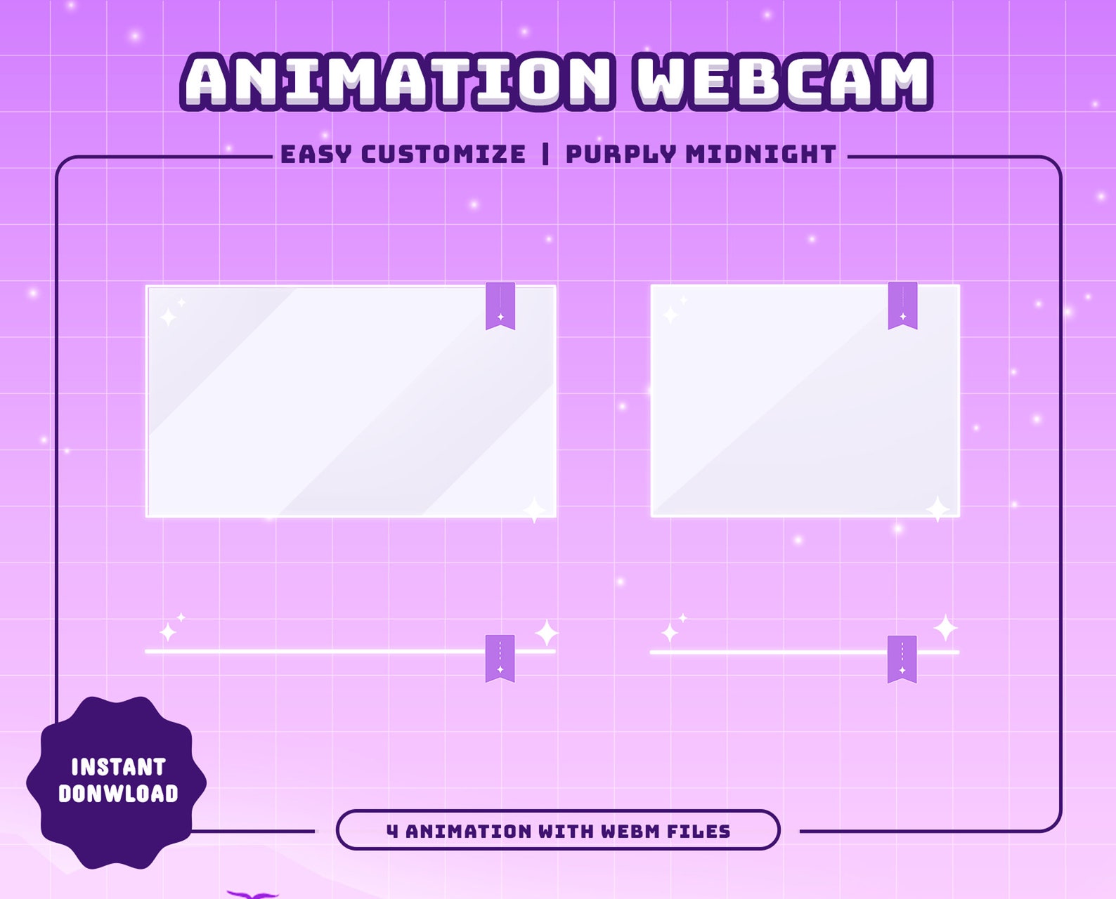 Purple Midnight Animated Stream Package/unique Overlay/cute - Etsy
