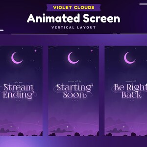 Violet Clouds Animated Stream Screen Package (digital Download) - Etsy