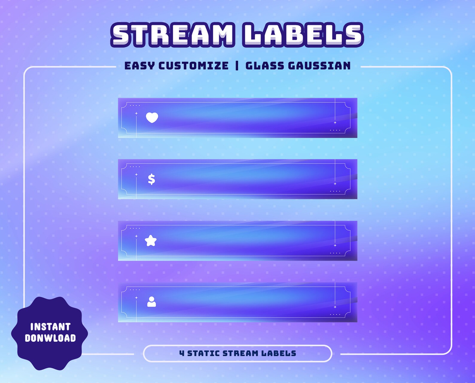 Glass Gaussian Animated Stream Package/aesthetic Overlay/blue - Etsy