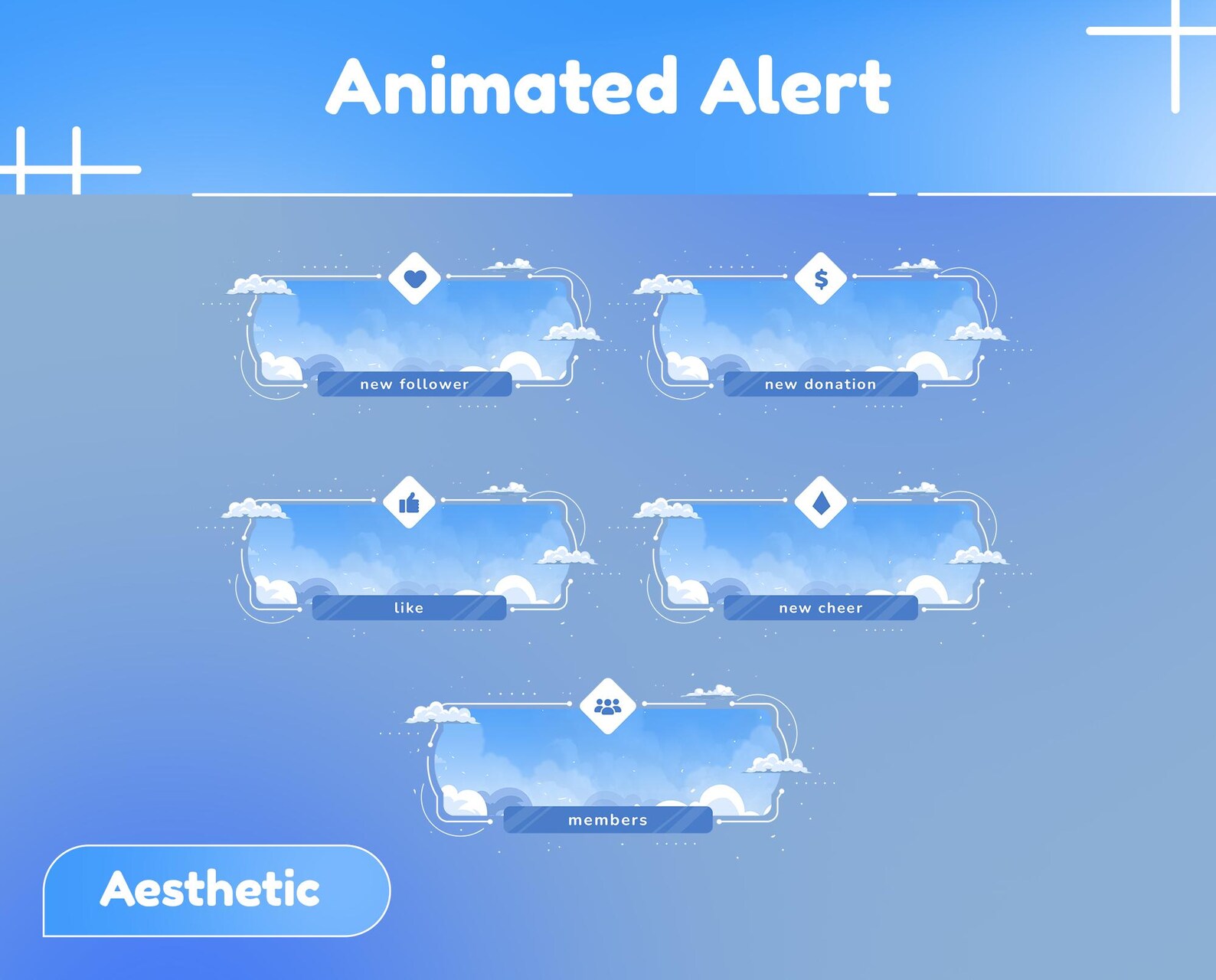 Skybound Bliss Animated Stream Alerts/twitch Set/aesthetic Theme/clouds ...