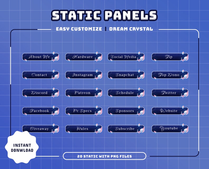 Dream Crystal Animated Stream Package/transition/stream Overlay/panels/diamond/blue/cute Theme ...
