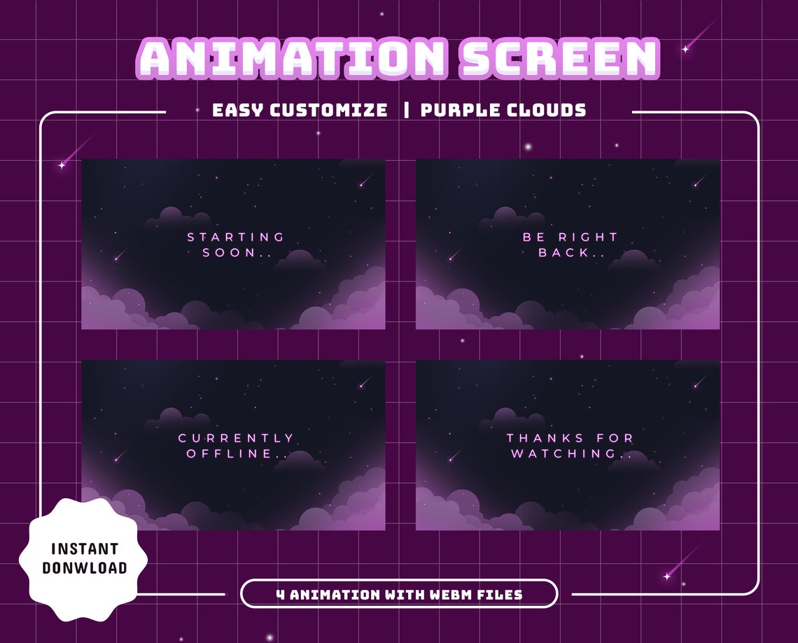 Purple Cloud Animated Stream Screens/transition/stream - Etsy