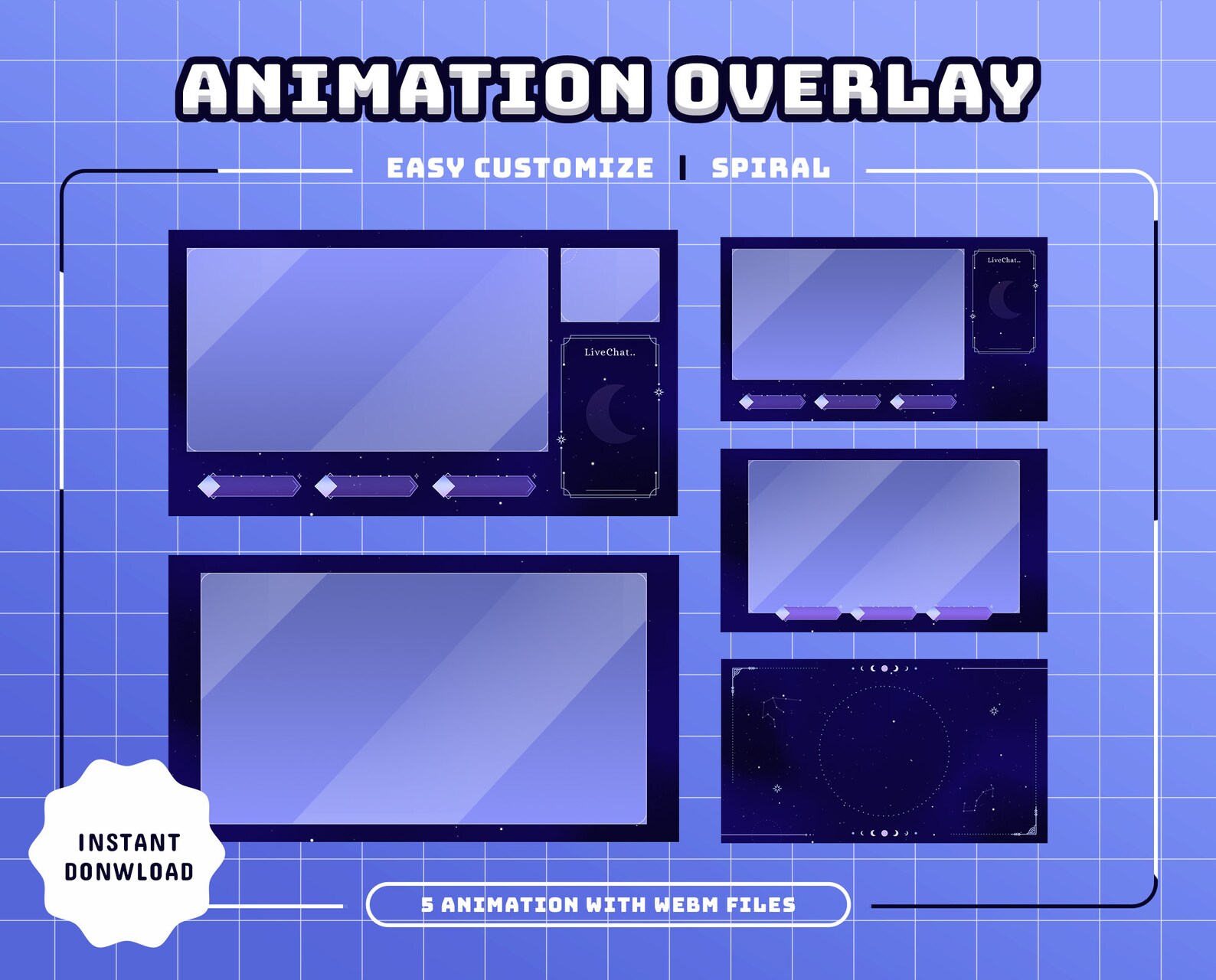 Spiral Animated Stream Package/stream Overlay/simple/dark Blue ...