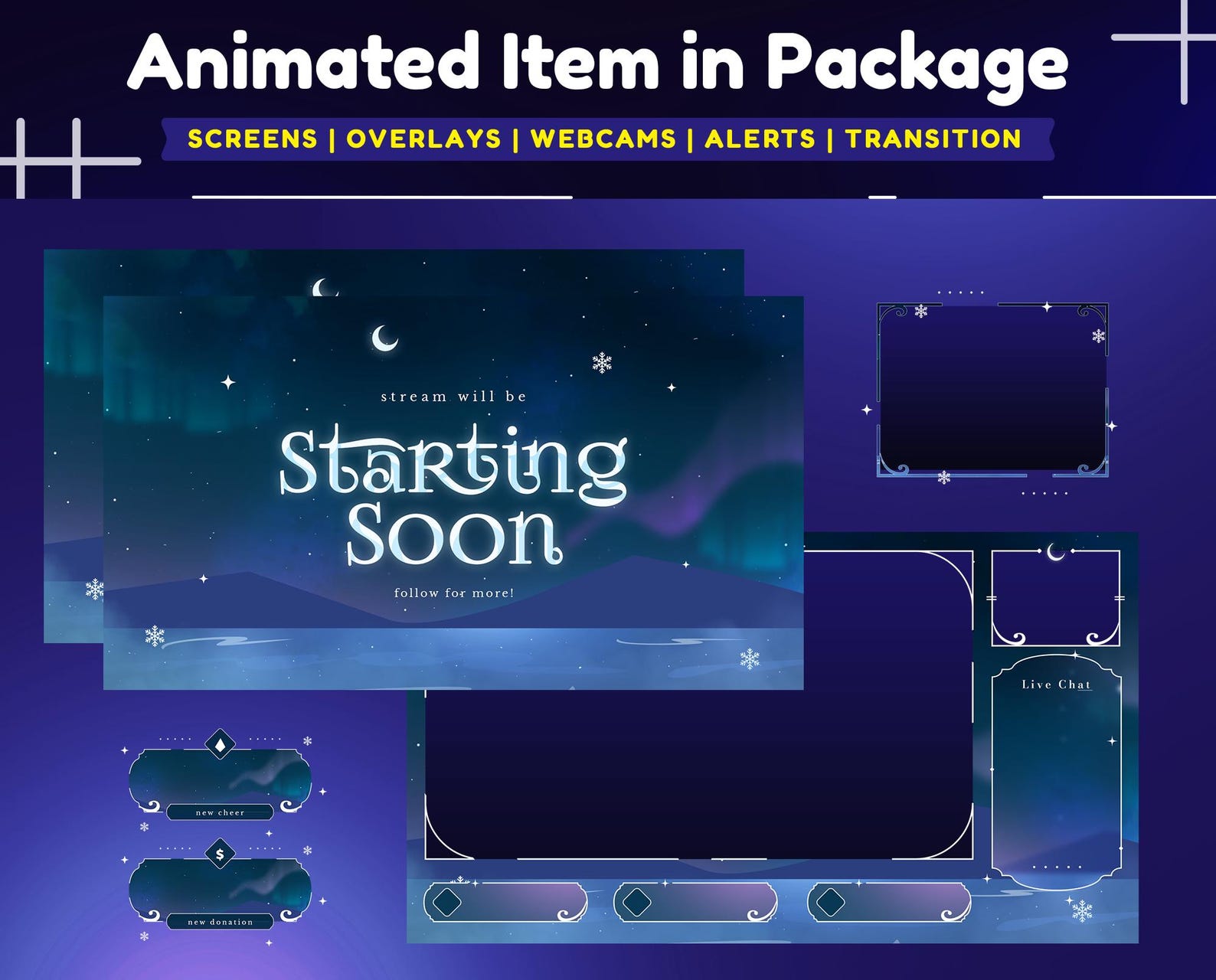 Breezing Aurora Animated Stream Overlay Package for Twitch/winter With ...