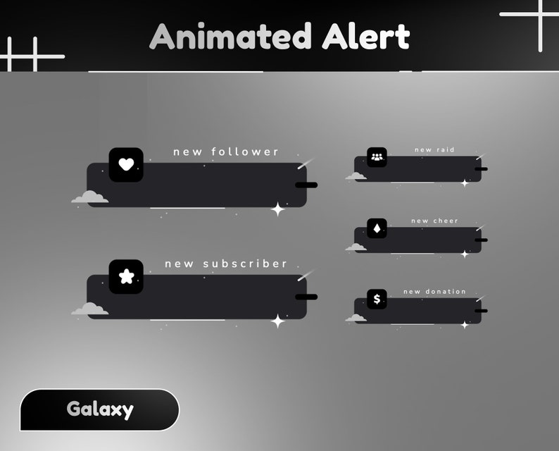Atmosphere Animated Alert Package/galaxy/twitch Set/panel/stinger ...