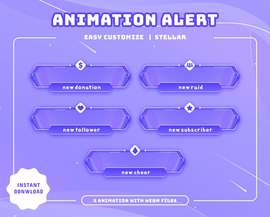 Stellar Animated Stream Alerts/transition/stream Overlay/panels/calm ...