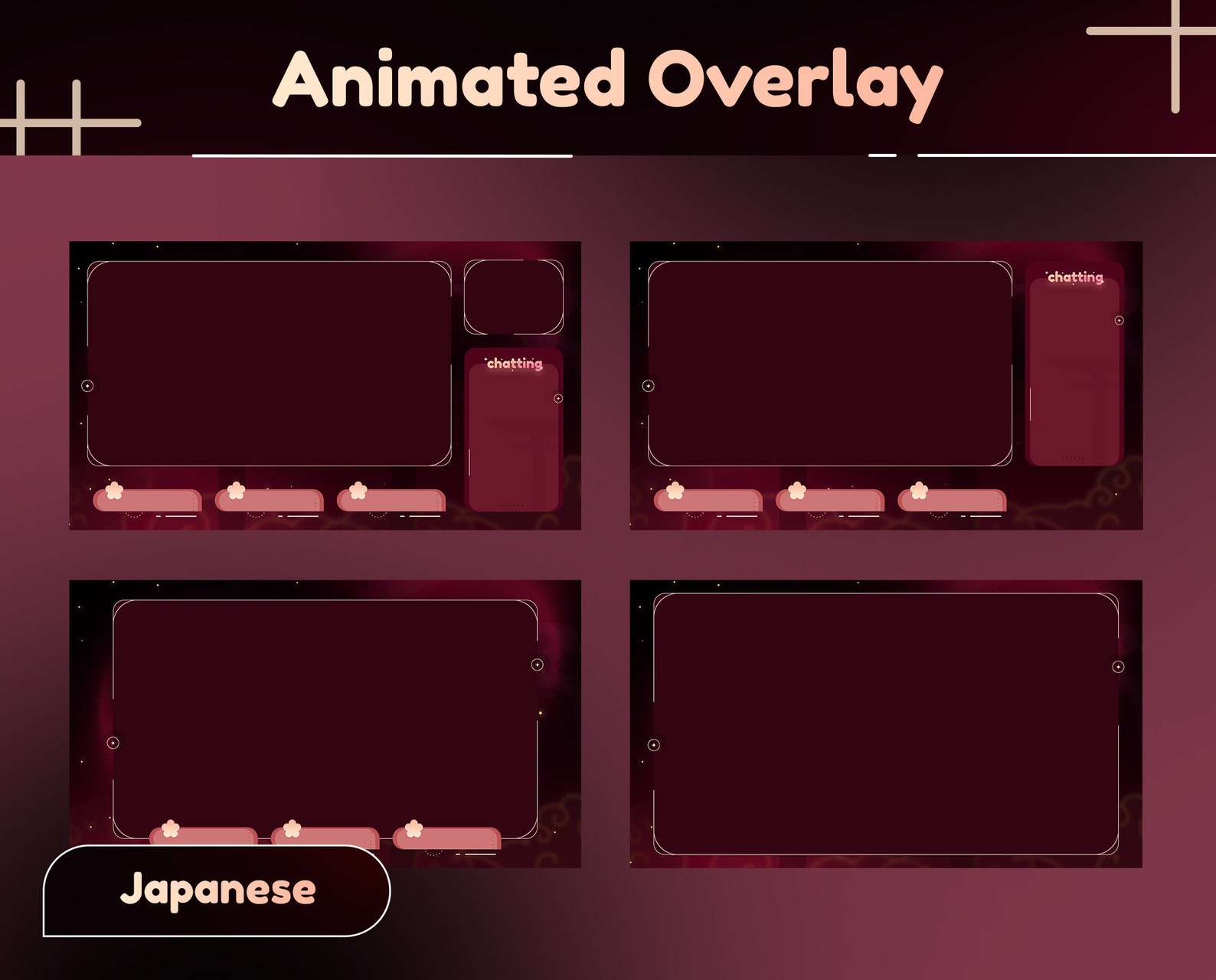 Kawaii Sakura Animated Stream Pack | Japanese Overlays (twitch, Youtube ...