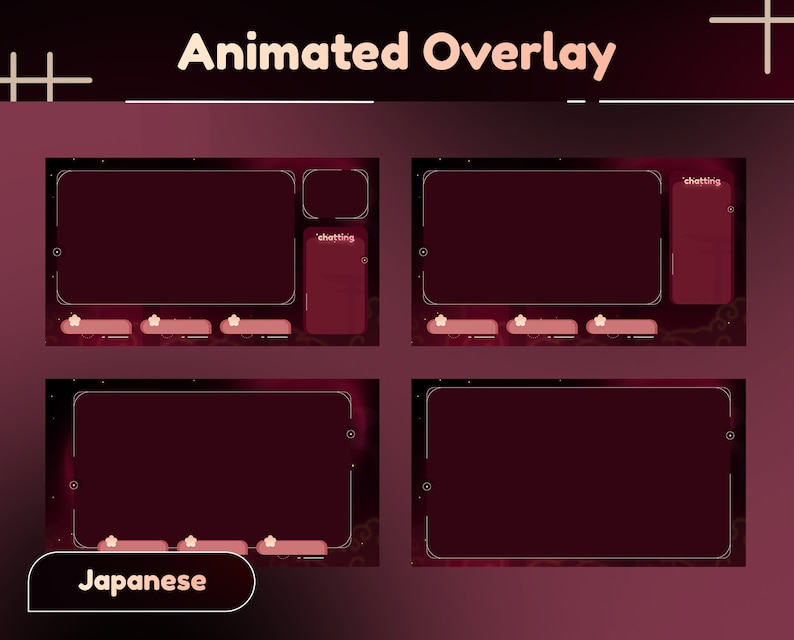 Kawaii Sakura Animated Stream Pack | Japanese Overlays (twitch, Youtube ...