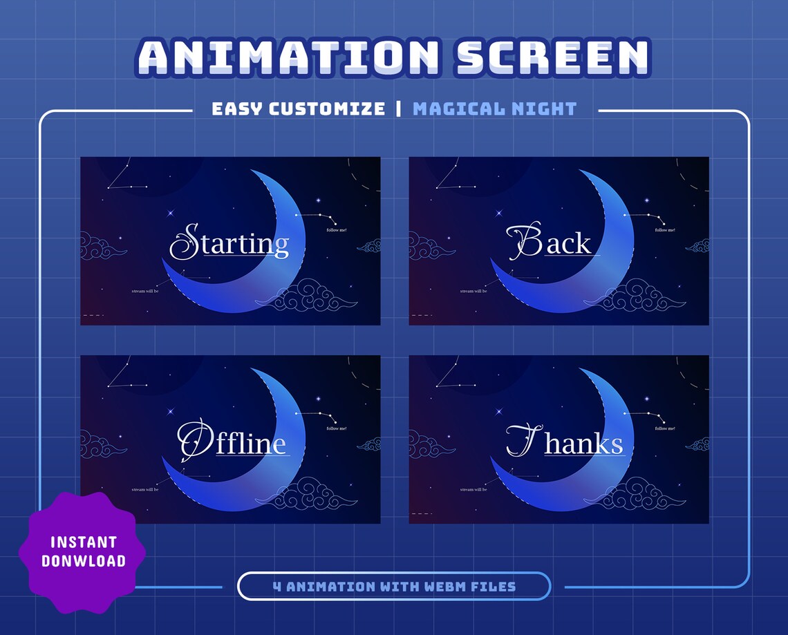 Magical Night Animated Stream Package/blue - Etsy