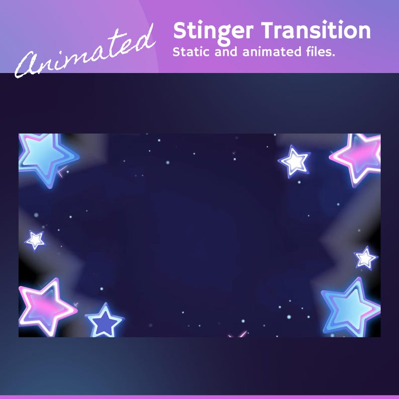 Animated Starflare Dreams Stream Overlay: Neon Galaxy Blue Pink for ...