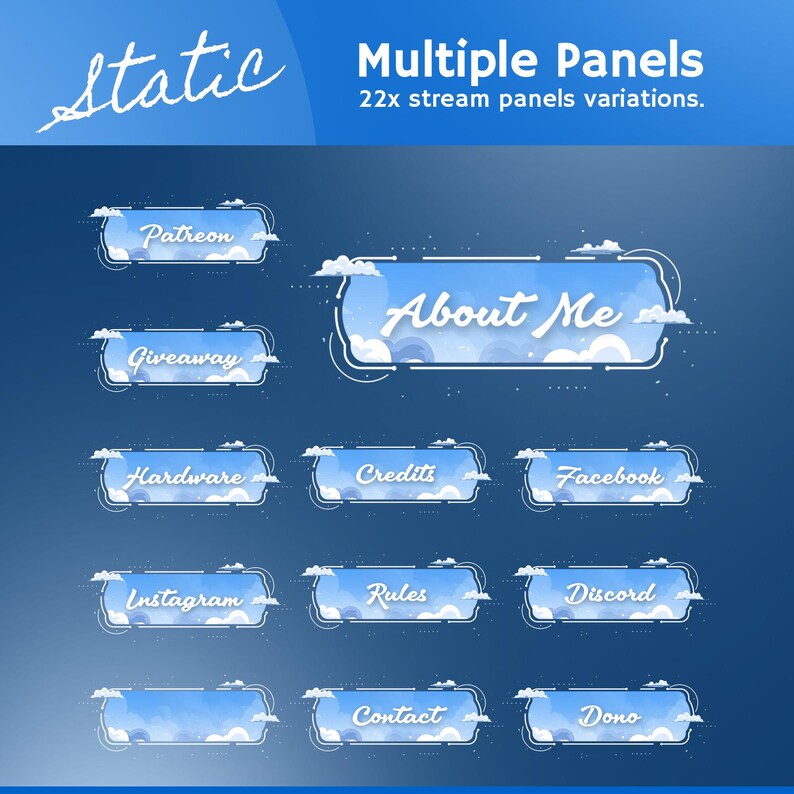 Skybound Bliss Animated Twitch Pack | Dreamy Blue Cloud Overlay ...
