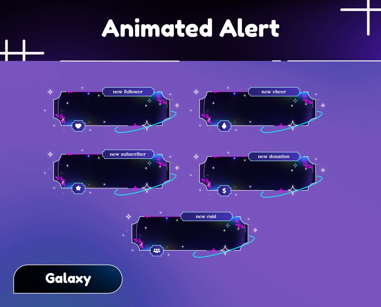 Twinkle Star Animated Stream Alert Pack for Twitch, Kick ...