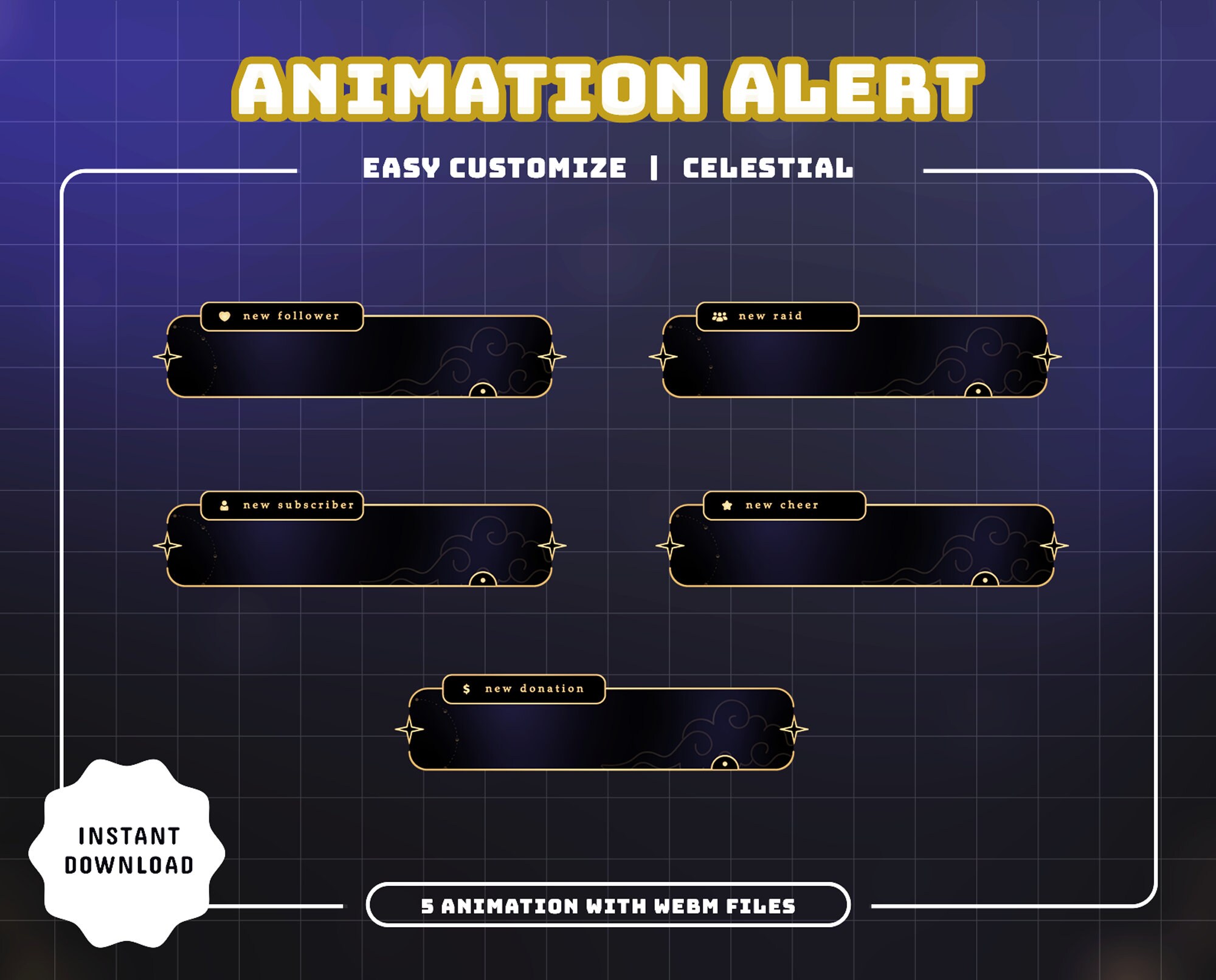 Celestial Animated Alert Package/dark Blue Theme/twitch - Etsy