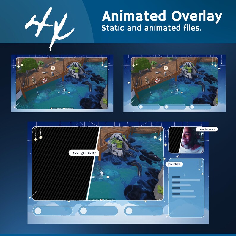 Animated Whimsical Sky Stream Overlay: Cozy Blue Cloudscape for Twitch ...