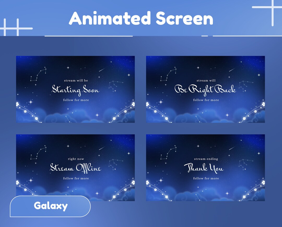 Animated Nebula Garden Stream Screns: Dreamy Blue Galaxy for Twitch and ...