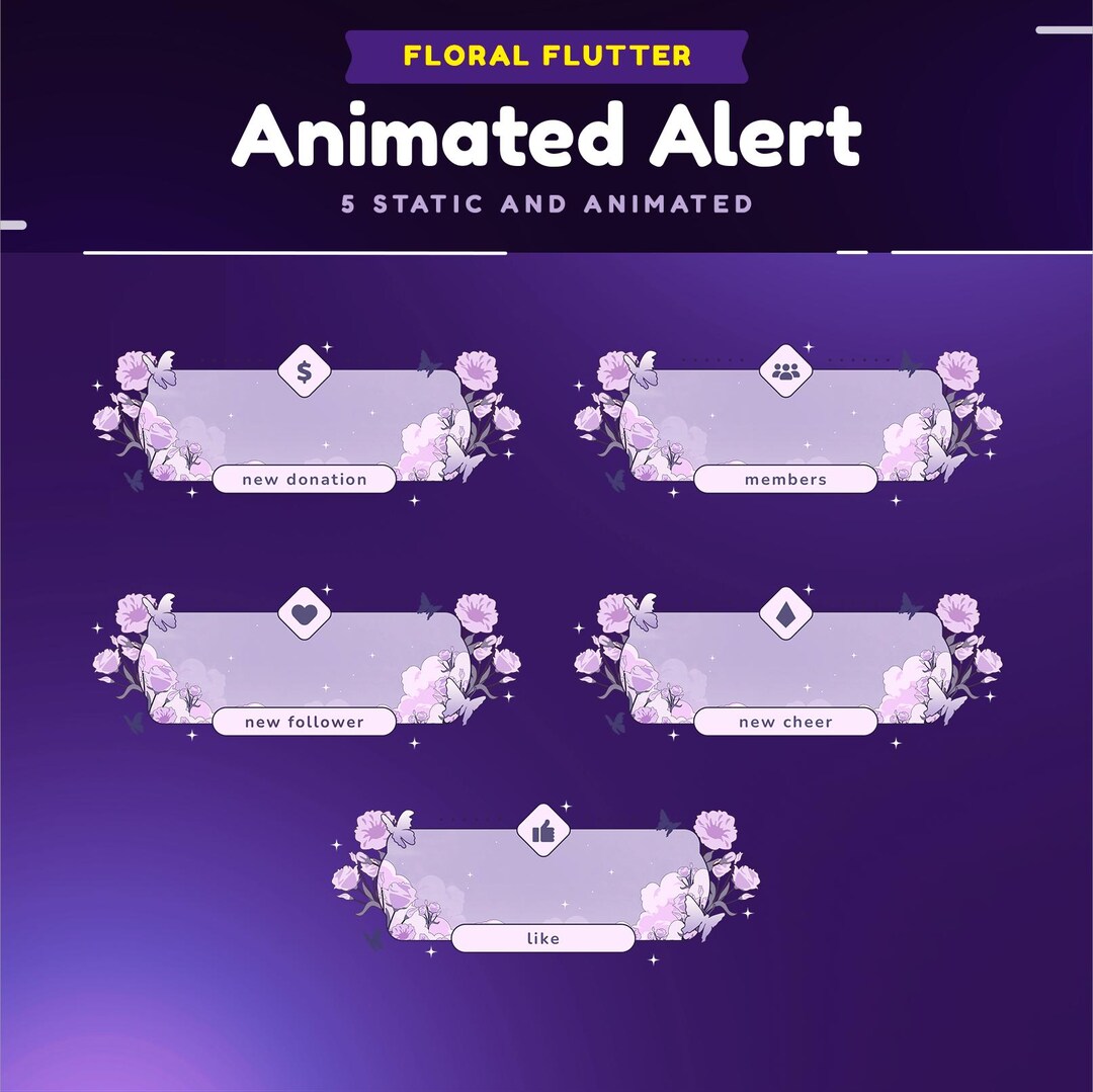 Floral Flutter Animated Stream Alert Package for Twitch, Kick and ...