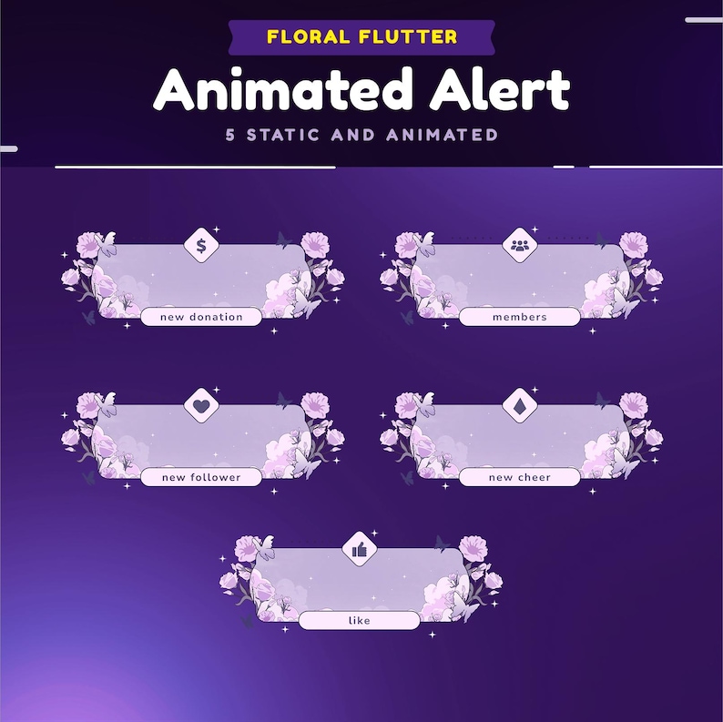 Floral Flutter Animated Stream Alert Package for Twitch, Kick and ...