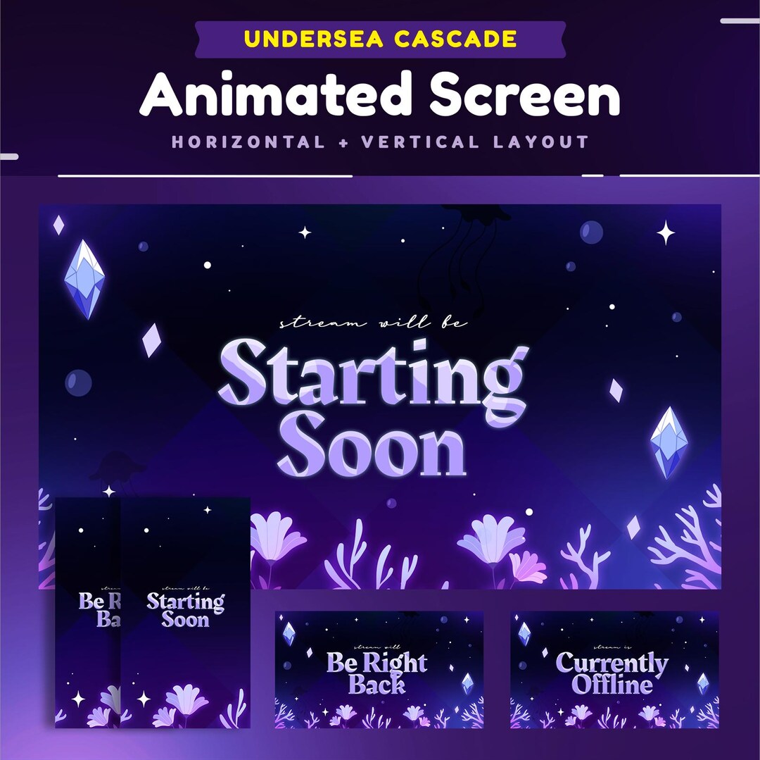 Undersea Cascade Animated Stream Screen Package for Twitch/sparkling ...