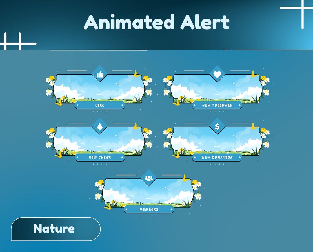 Animated Skyfield Scape Stream Alerts: Fresh Blue Sky Nature for Twitch ...