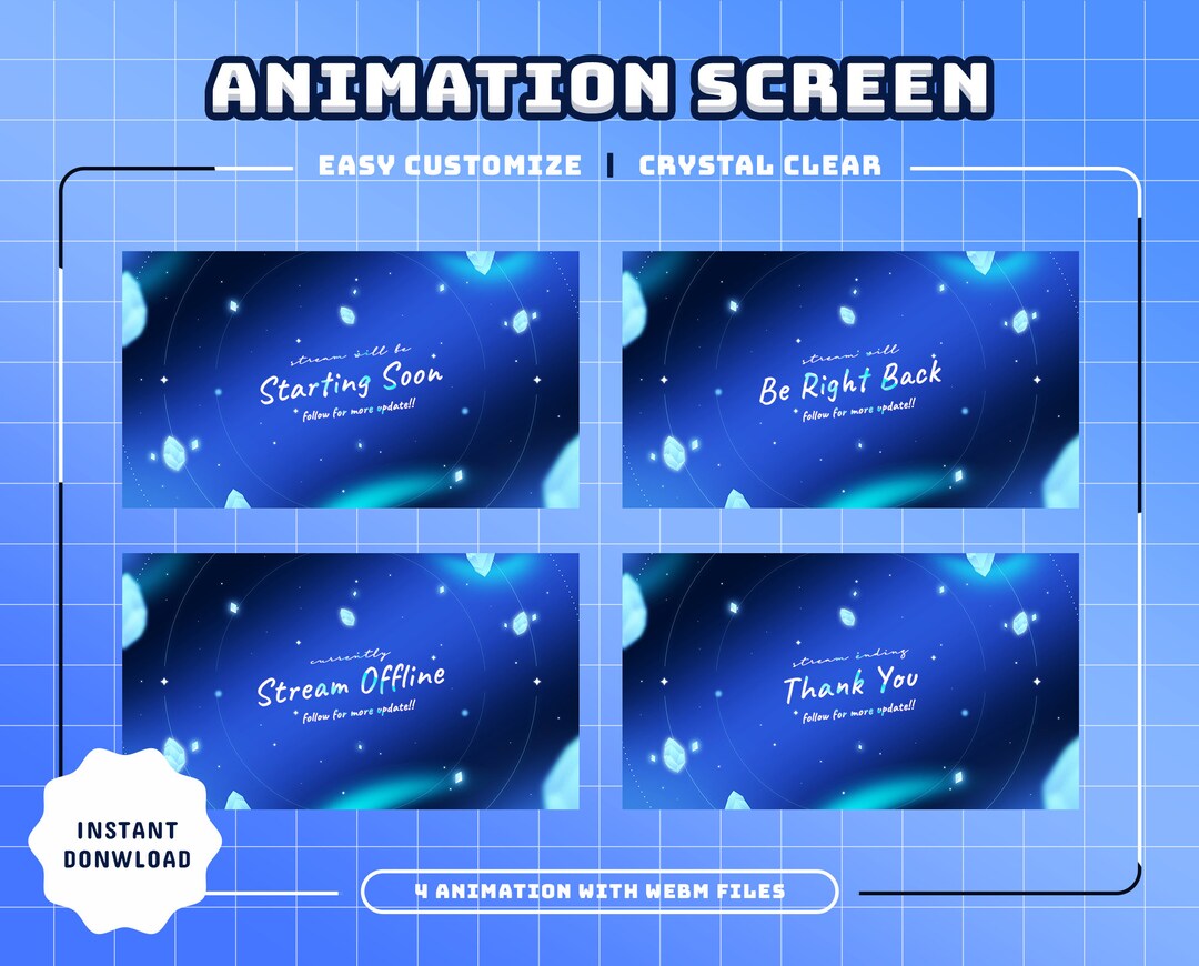 Crystal Clear Animated Stream Screens/transition/stream Overlay/panels ...