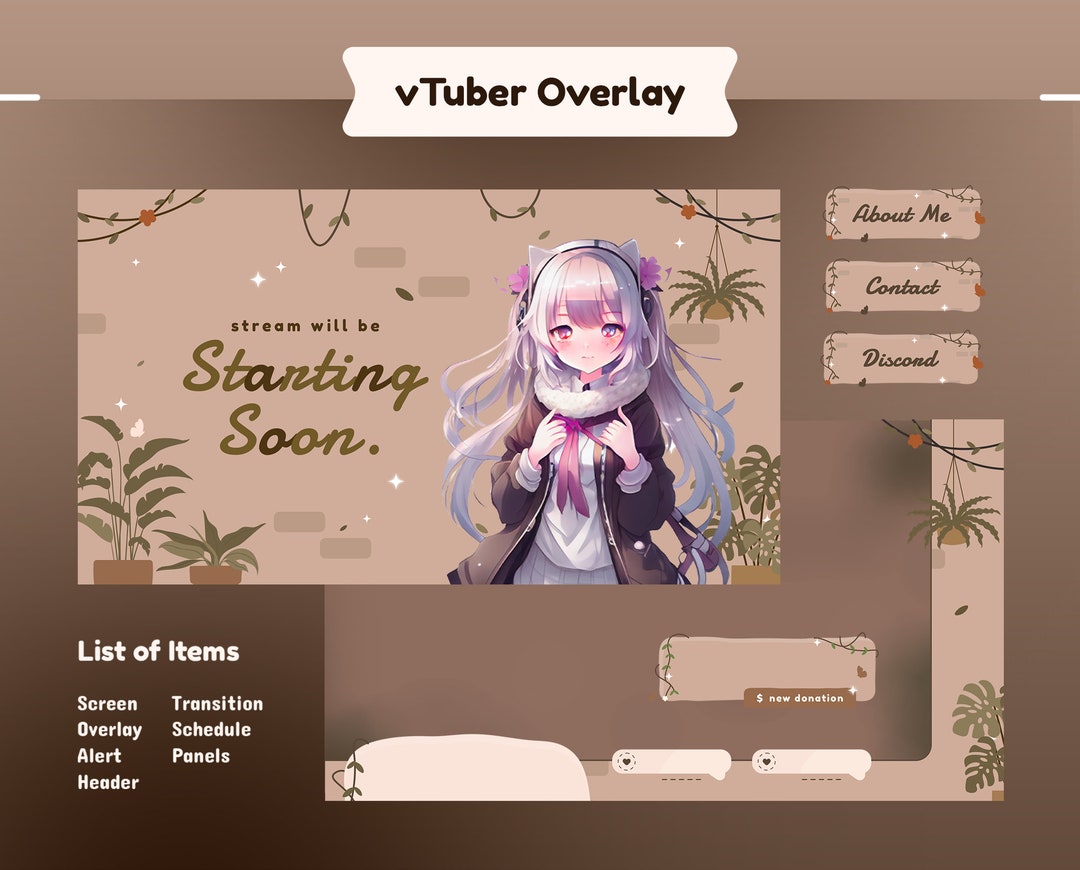 Botanical Vtuber Animated Stream Package/stream Overlay/transition ...