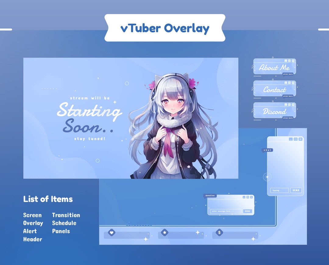 Blue Chromatic Animated Stream Package/stream Overlay/transition/panels ...