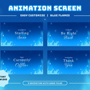 Blue Flames Animated Stream Package/stream Overlay/transition/panel ...